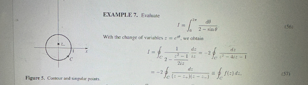 Solved EXAMPLE 7. ﻿EvaluateI=∫02πdθ2-sinθ.With the change of | Chegg.com