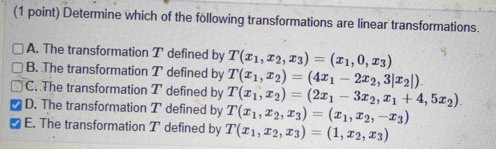 Solved (1 point) Let f:R→R3 be defined by f(x)= −7x,6x,−7x . | Chegg.com
