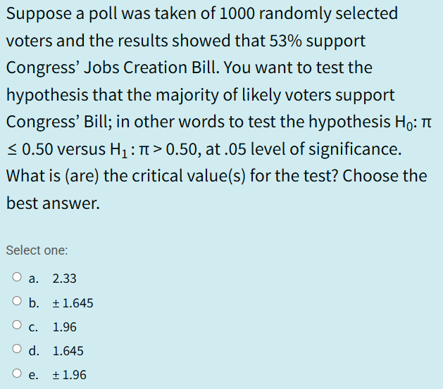 Solved Suppose a poll was taken of 1000 ﻿randomly | Chegg.com