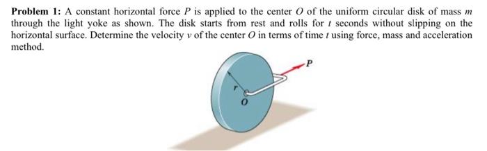 Solved Problem 1: A constant horizontal force P is applied | Chegg.com