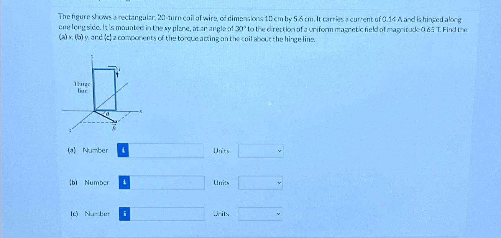 Solved The figure shows a rectangular, 20-turn coil of wire, | Chegg.com