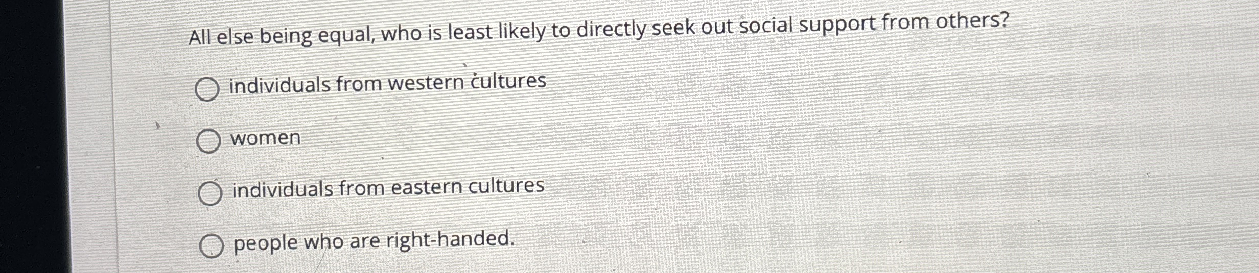 Solved All else being equal, who is least likely to directly | Chegg.com