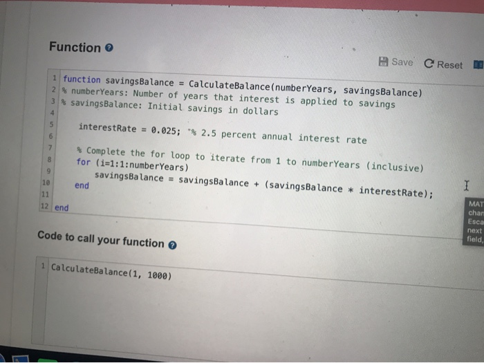 Solved Persists You C Function Save C Reset Do Matlab Dc 1