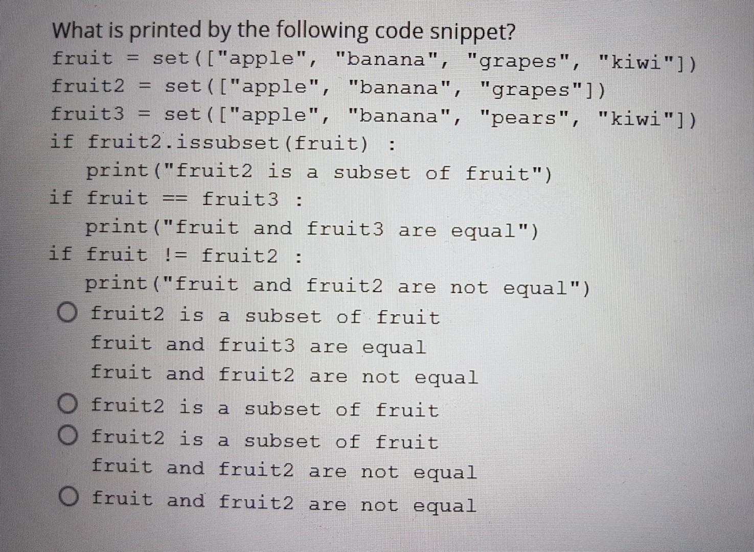 Solved mam What is printed by the following code snippet? | Chegg.com
