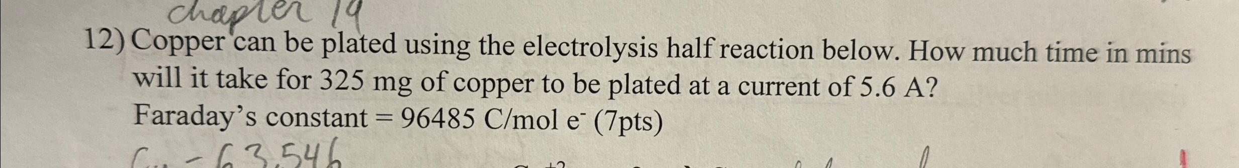 Solved Copper can be plated using the electrolysis half | Chegg.com