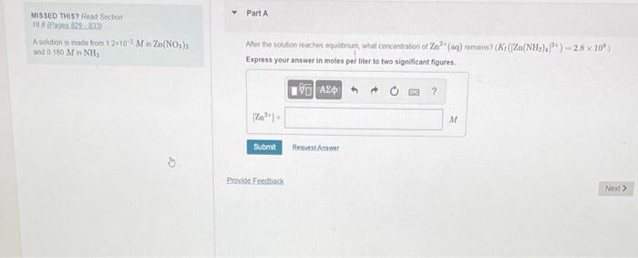 Solved - Part A Express your anwwer in moles per liter to | Chegg.com Solved - Part A Express your anwwer in moles per liter to | Chegg.com