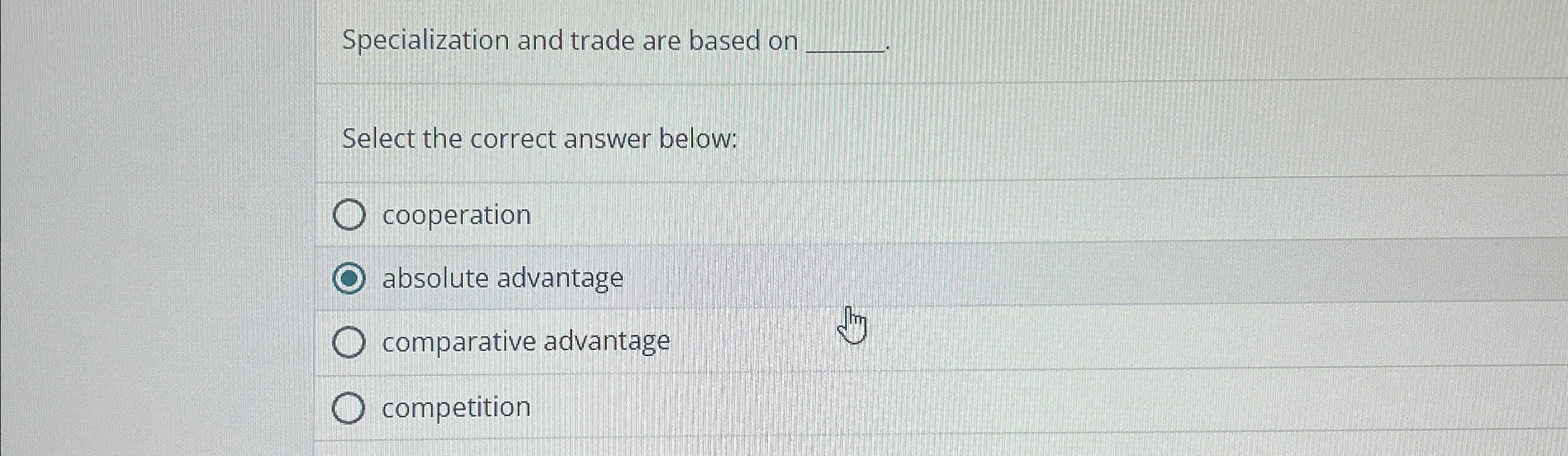 Solved Specialization and trade are based on q,Select the | Chegg.com