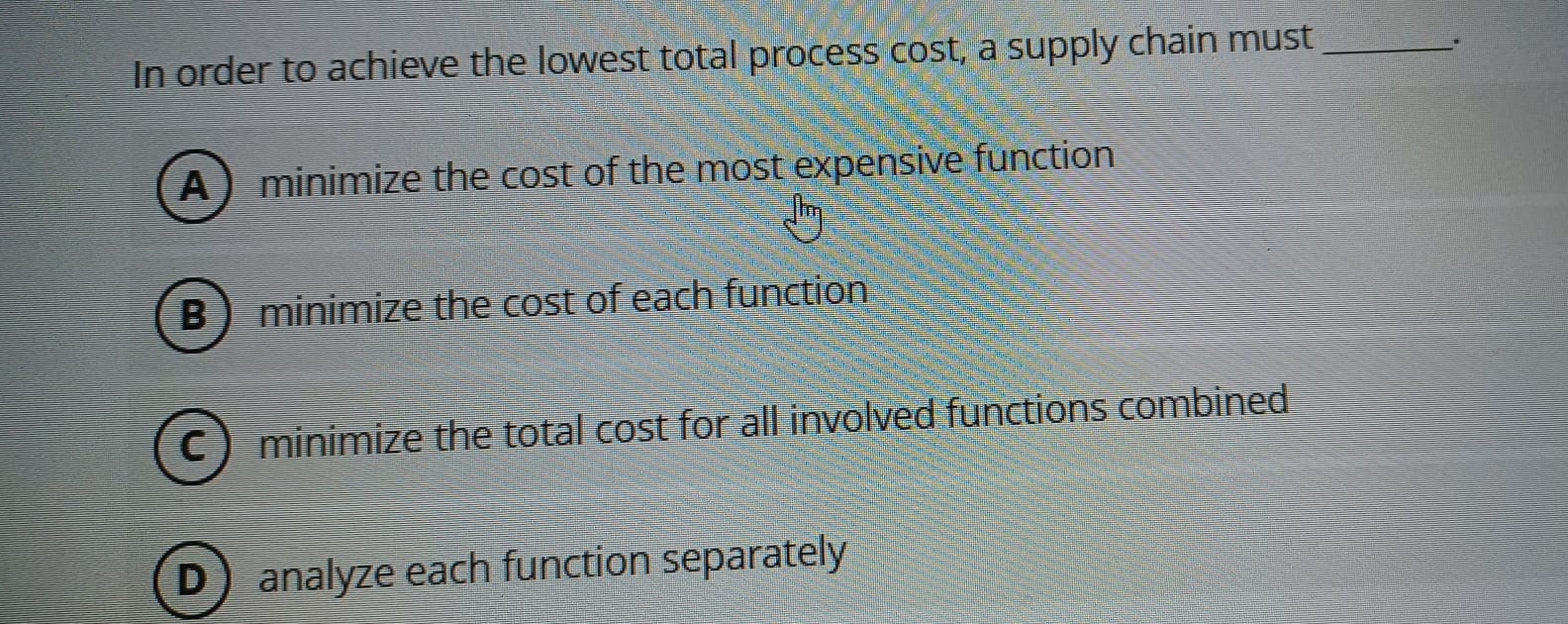 Solved In order to achieve the lowest total process cost, a | Chegg.com