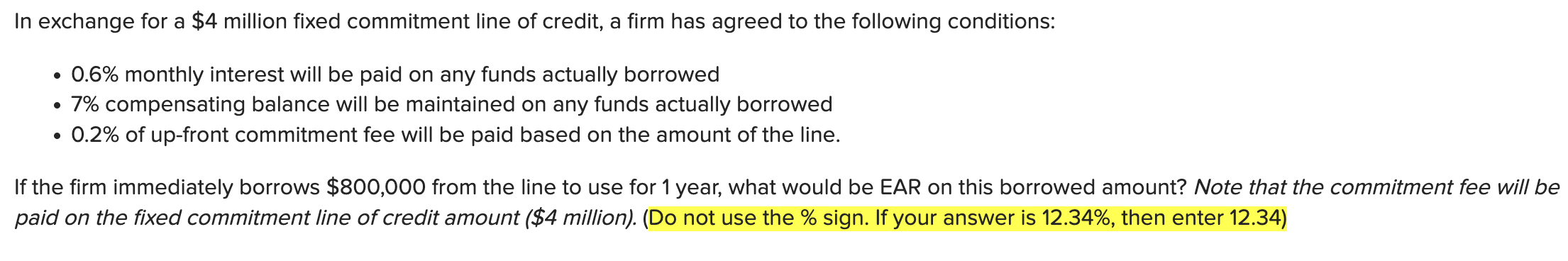 Solved In exchange for a $4 ﻿million fixed commitment line | Chegg.com