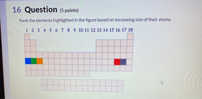 Solved 16 Question (5 points) Rank the elements highlighted | Chegg.com