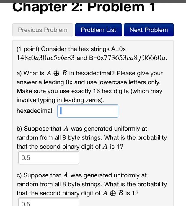 Solved Chapter 2: Problem 1 Previous Problem Problem List | Chegg.com