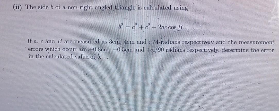 Solved (ii) The side b of a non-right angled triangle is | Chegg.com