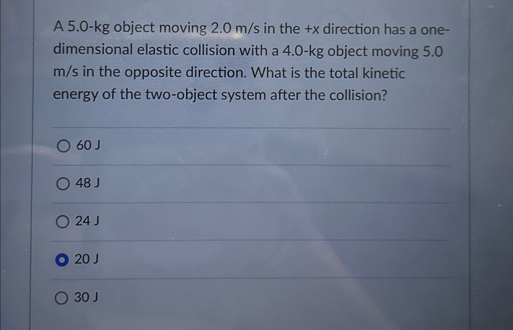 Solved A 5 0 Kg Object Moving 2 0ms ﻿in The X ﻿direction