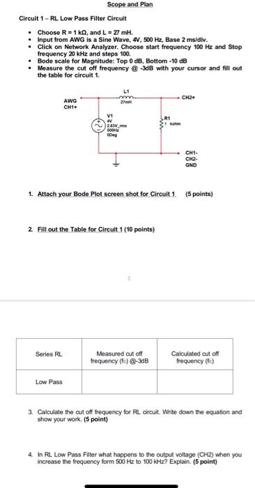 Solved Circuit 1 Rl Low Pass Filter Circuit Choose 8847
