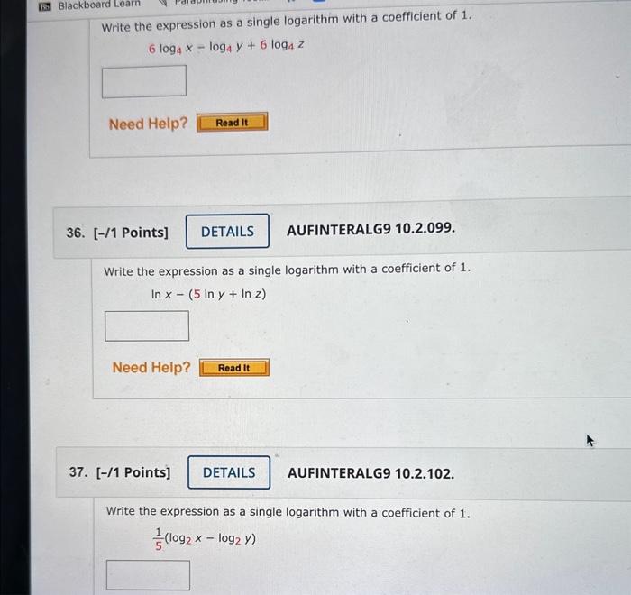 Solved Write The Exponential Equation In Logarithmic Form