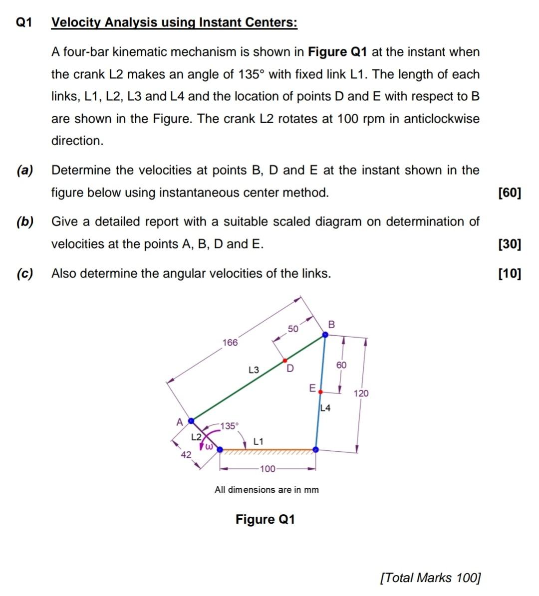 Solved Q1 Velocity Analysis using Instant Centers: A | Chegg.com