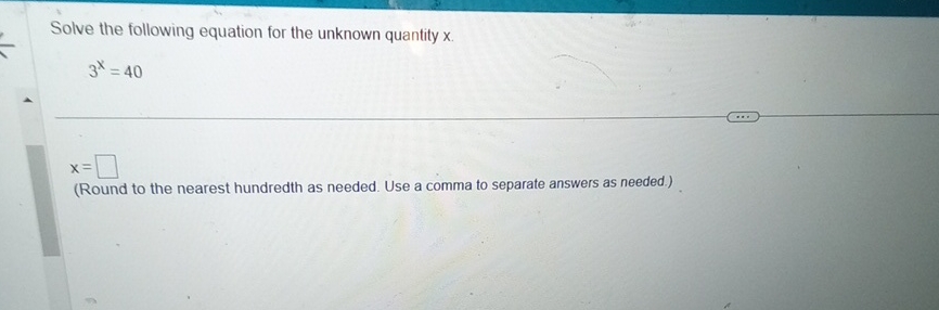 Solved by an EXPERT Solve the following equation for the unknown quantity | Chegg.com