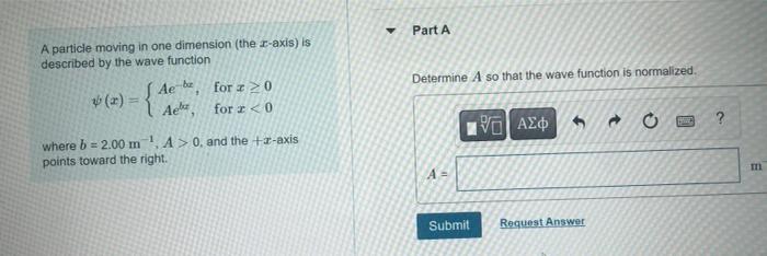 Solved Part A A particle moving in one dimension (the | Chegg.com
