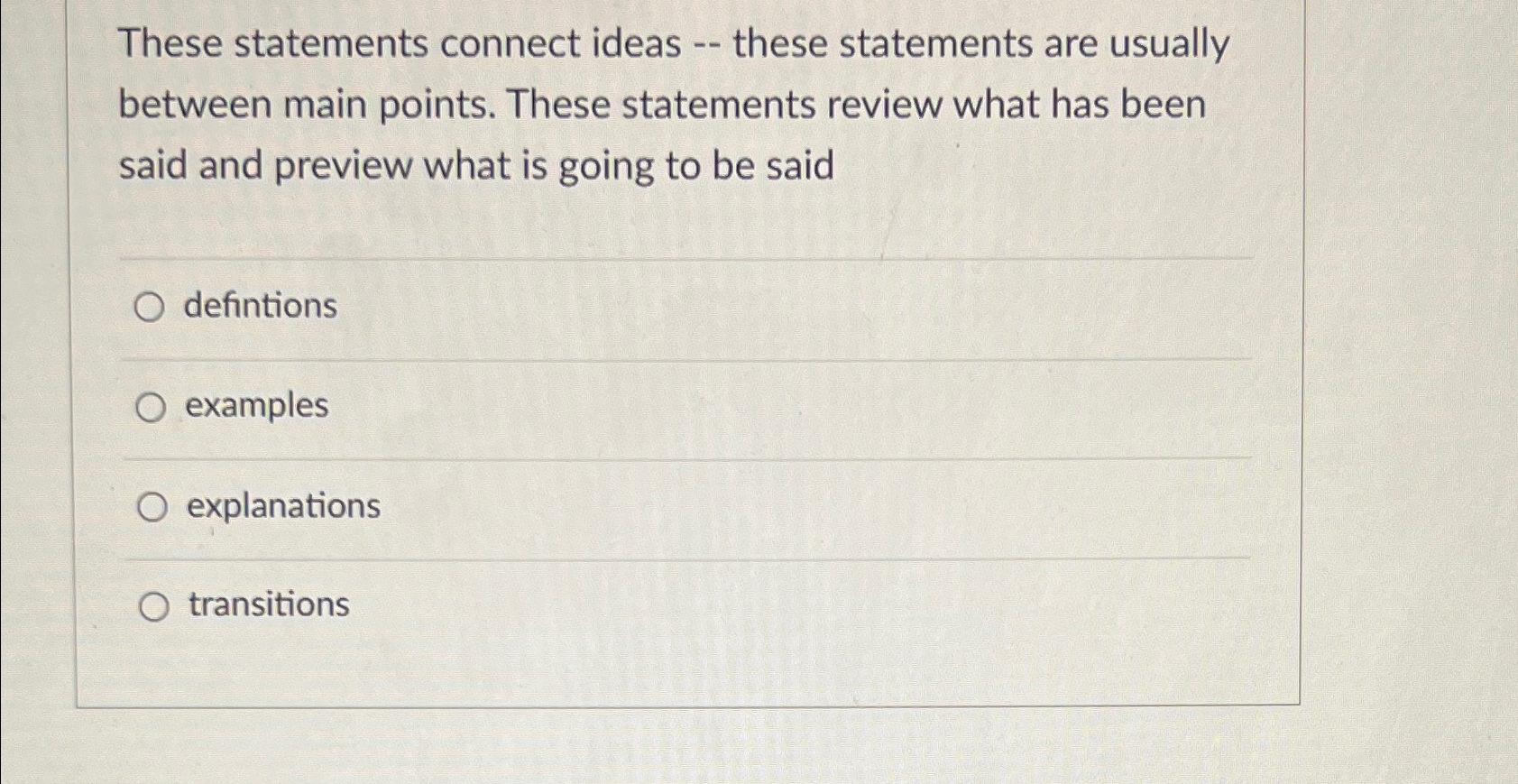 Solved These statements connect ideas -- ﻿these statements | Chegg.com