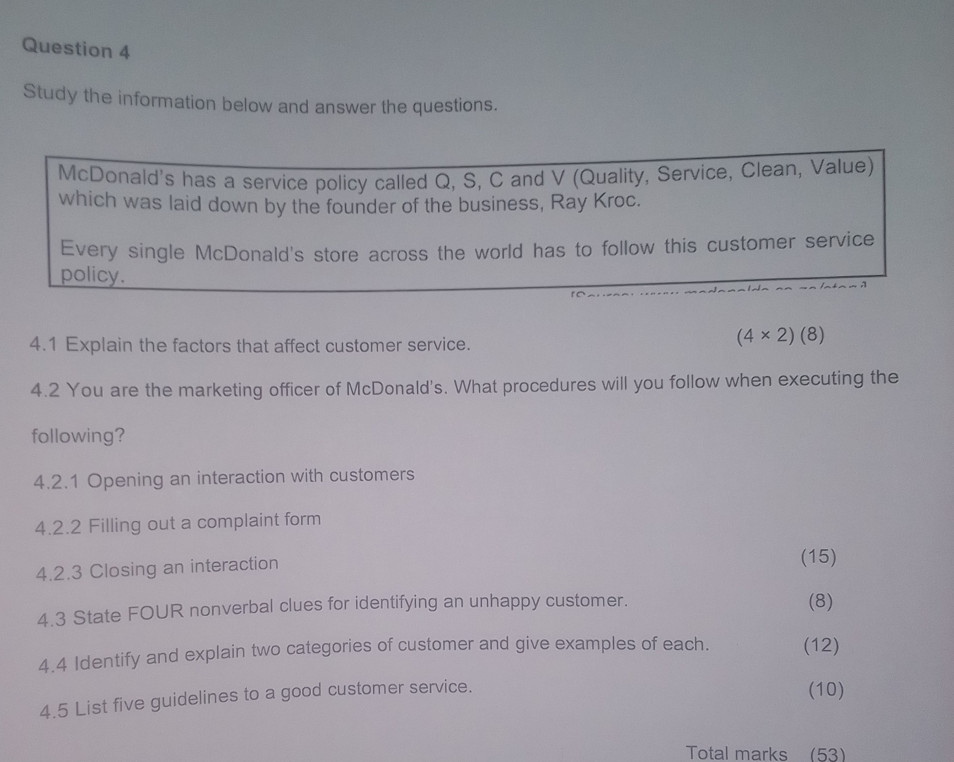 Solved Question 4Study the information below and answer the | Chegg.com