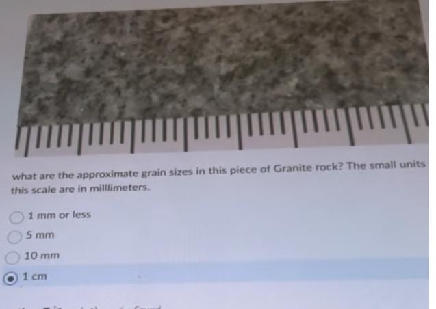 Solved what are the approximate grain sizes in this piece of | Chegg.com