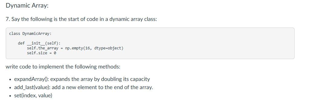 Solved Dynamic Array: 7. ﻿Say the following is the start of | Chegg.com