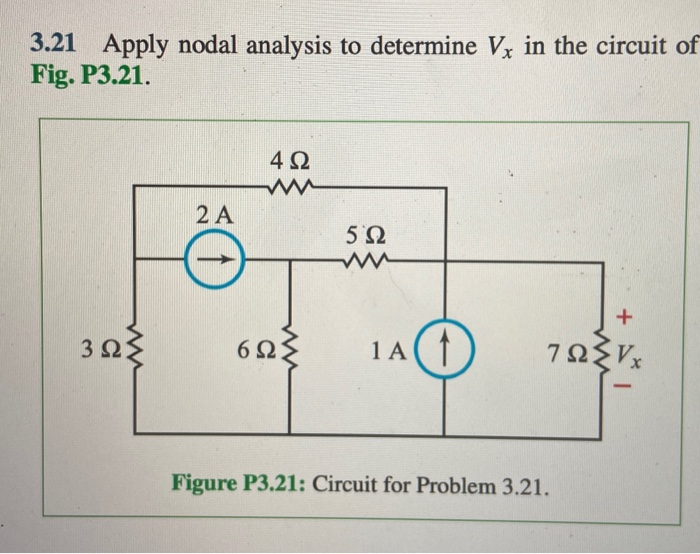 Solved 3.21 Apply nodal analysis to determine Vx in the | Chegg.com
