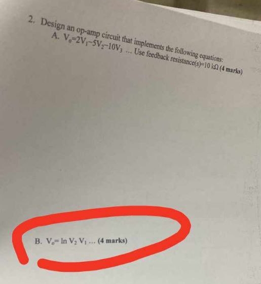 Solved Design an op-amp circuit that implements the | Chegg.com