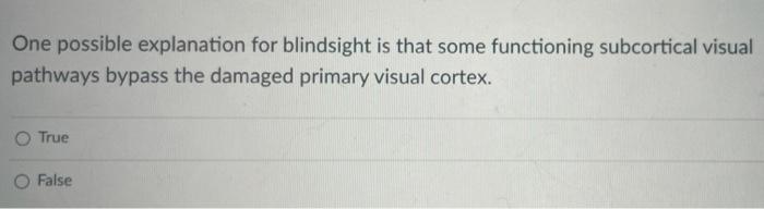 Solved One possible explanation for blindsight is that some | Chegg.com