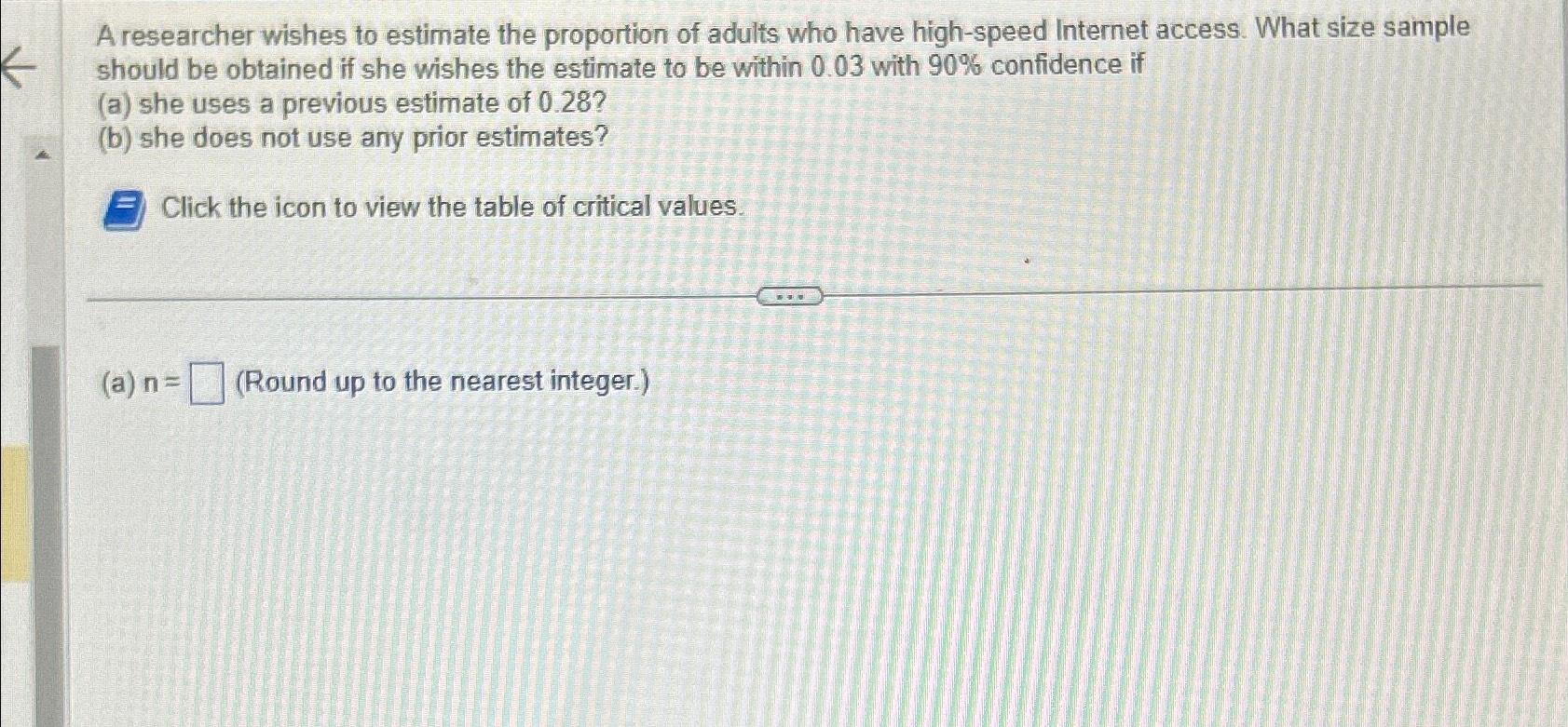 Solved A researcher wishes to estimate the proportion of | Chegg.com