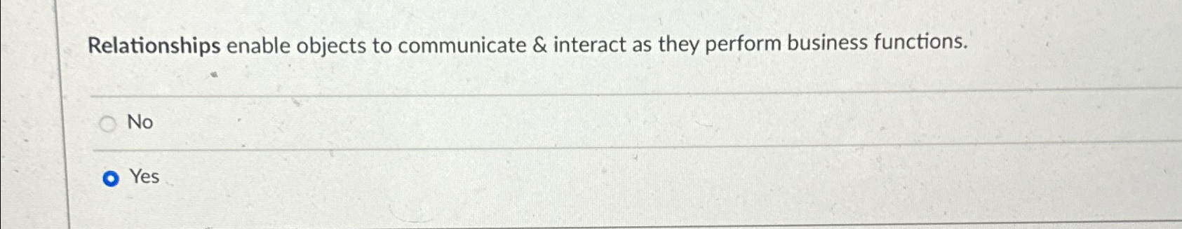 Solved Relationships enable objects to communicate & | Chegg.com