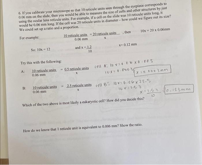 Solved 6. If you calibrate your microscope so that 10 | Chegg.com