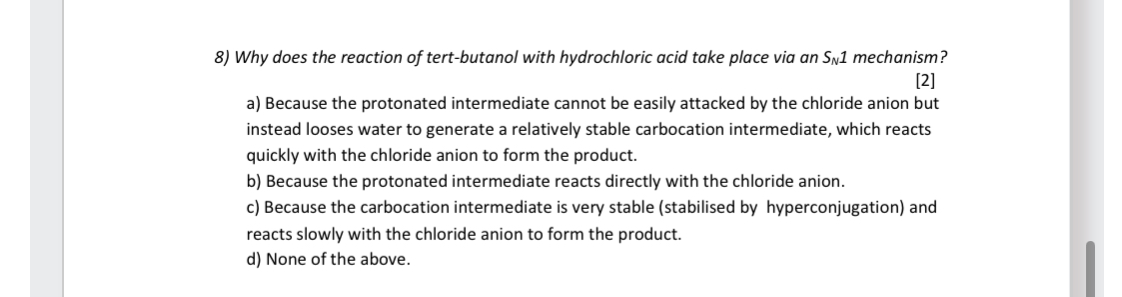 Why does the reaction of tert-butanol with | Chegg.com