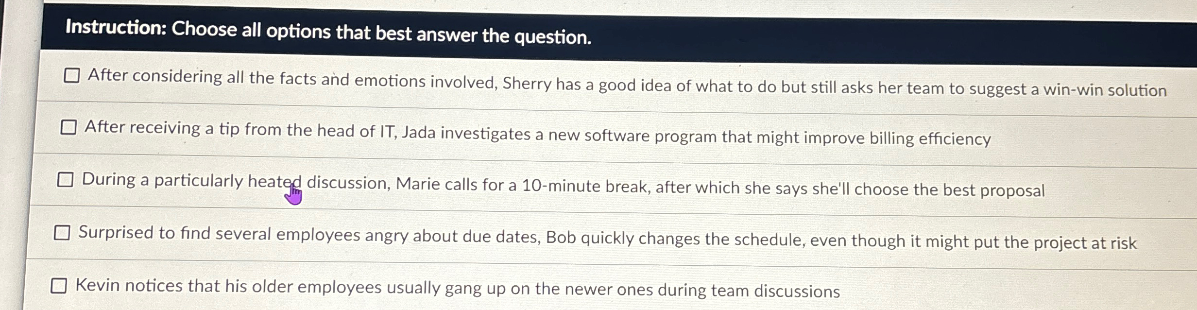 Solved Instruction: Choose all options that best answer the | Chegg.com