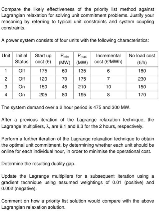 Compare the likely effectiveness of the priority list | Chegg.com