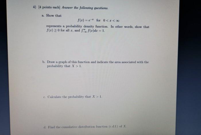 Solved 4) (4 points ench) Answer the following questions. | Chegg.com