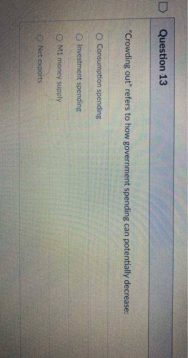 Solved Question 13 "Crowding out" refers to how government | Chegg.com