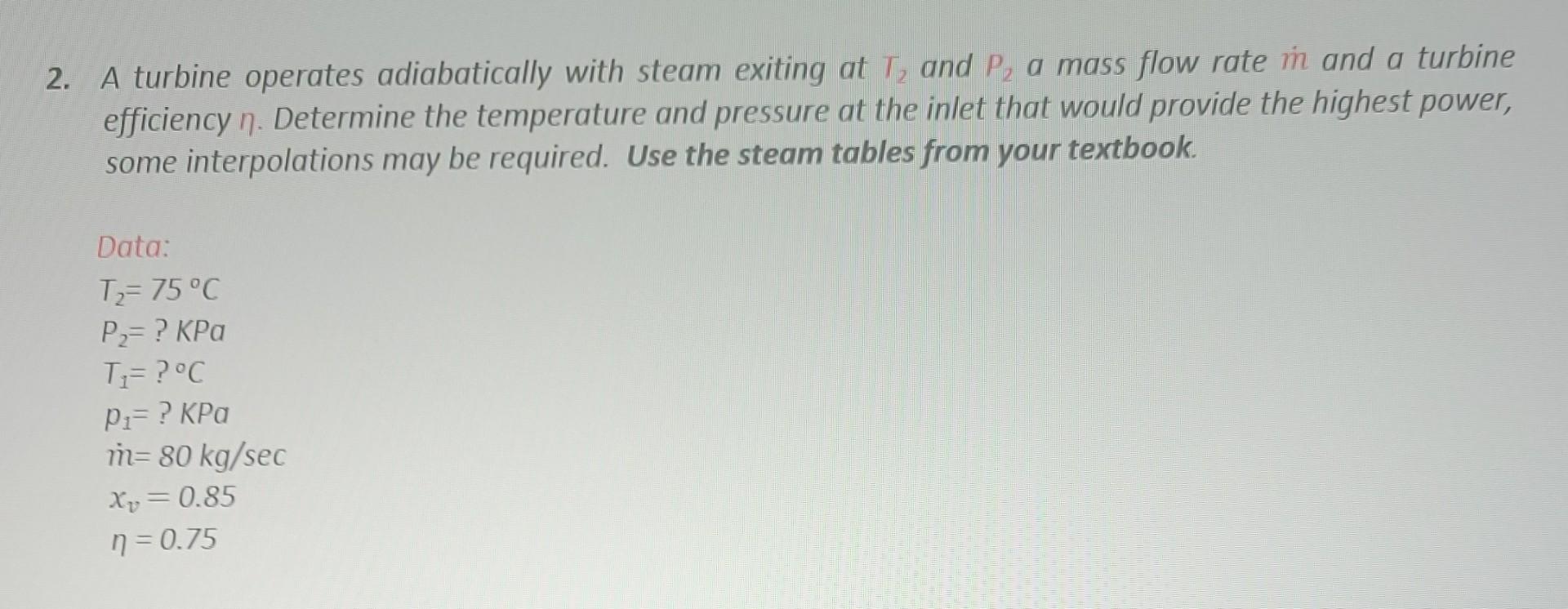 2. A turbine operates adiabatically with steam | Chegg.com