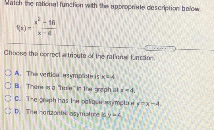 Solved Match the rational function with the appropriate | Chegg.com
