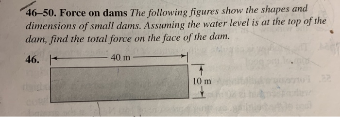 Solved 46–50. Force on dams The following figures show the | Chegg.com