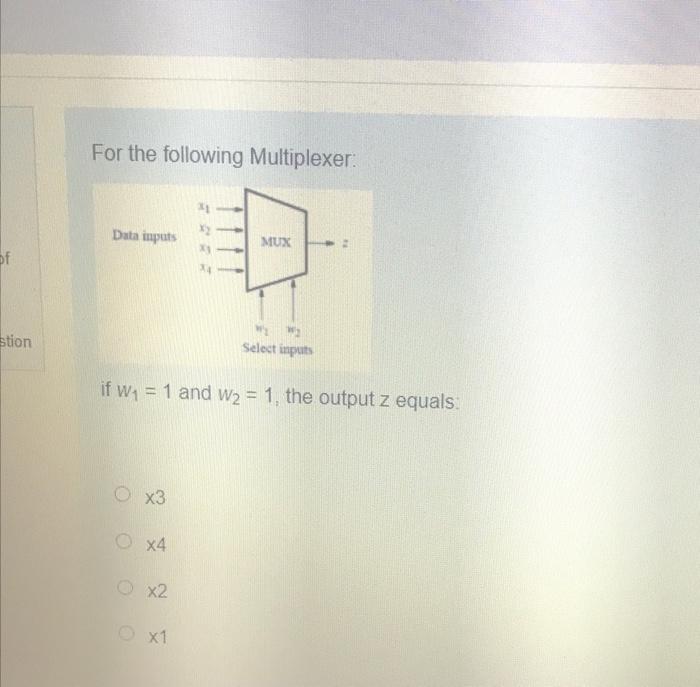 Solved For the following Multiplexer Data inputs MUX of | Chegg.com