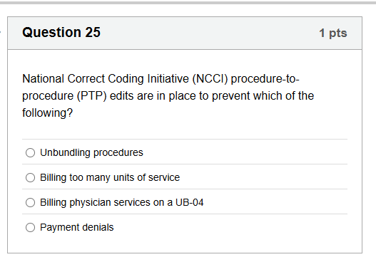 Solved Question 251 ﻿ptsnational Correct Coding Initiative