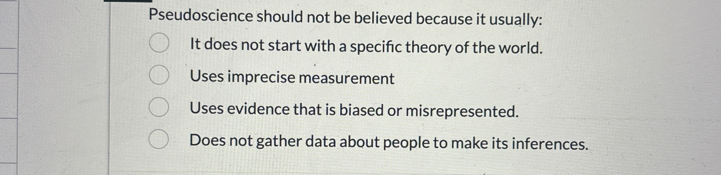 Solved Pseudoscience should not be believed because it | Chegg.com