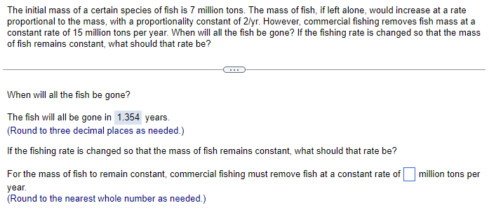 The initial mass of a certain species of fish is 7 | Chegg.com