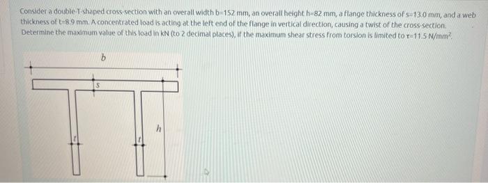 Solved Consider a double T shaped cross-section with an | Chegg.com