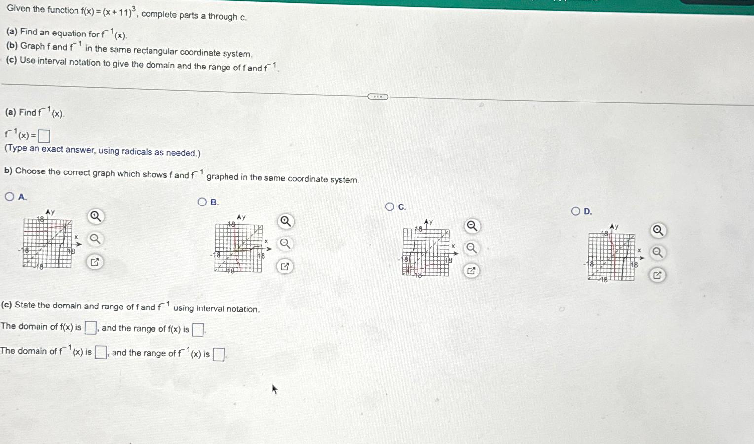 Solved Given the function f(x)=(x+11)3, ﻿complete parts a | Chegg.com