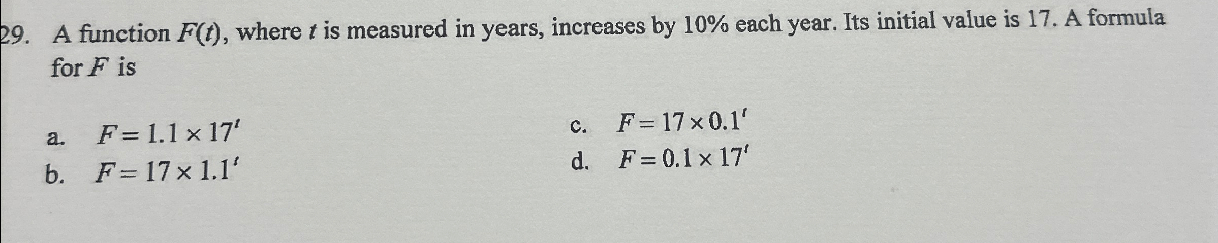 Solved A function F(t), ﻿where t ﻿is measured in years, | Chegg.com