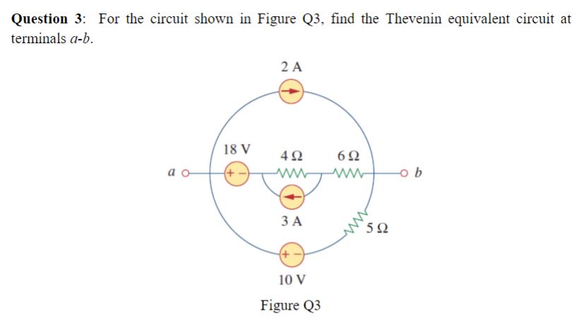 Solved For the circuit shown, find the Thevenin equivalent | Chegg.com