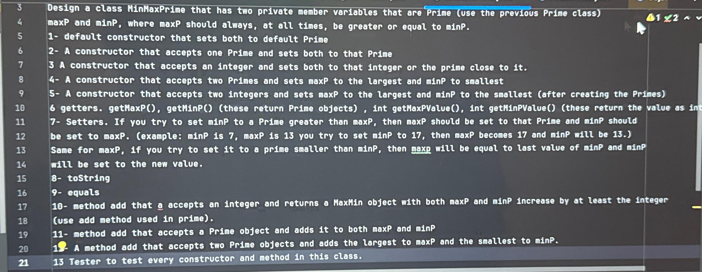 Solved Design a class MinMaxprime that has two private | Chegg.com