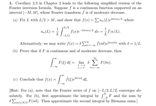 Solved 1. Corollary 2.3 in Chapter 2 leads to the following | Chegg.com